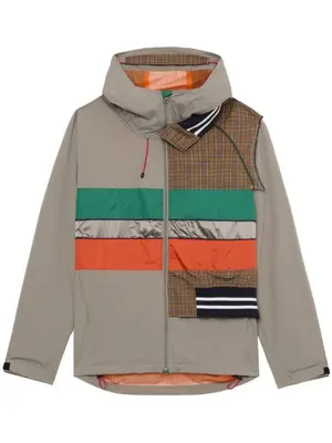 Kolor Contrasting Panel Hooded Jacket - Green