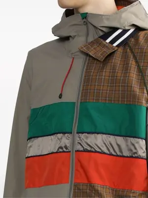 Kolor Contrasting Panel Hooded Jacket - Green