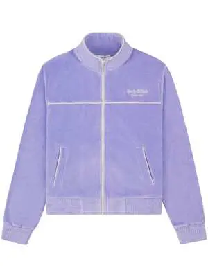 SPORTY & RICH Script Cotton Velour Track Jacket