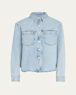 AGOLDE Brigid Denim Shirt Stir Marbled M