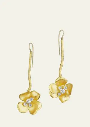 SUSAN GORDON Diamond Cherry Blossom Hanging Earrings - Yg