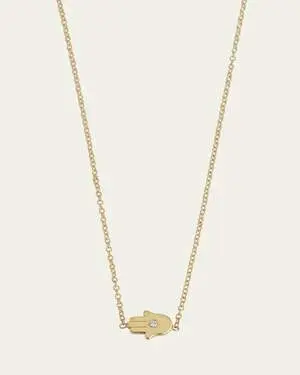 JENNIFER MEYER 18k Mini Hamsa Necklace With Diamond - Gold