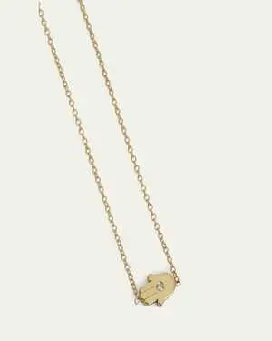 JENNIFER MEYER 18k Mini Hamsa Necklace With Diamond
