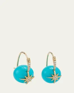 SYDNEY EVAN Starburst Turquoise Bead Earrings With Diamonds - One-color