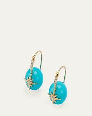 SYDNEY EVAN Starburst Turquoise Bead Earrings With Diamonds