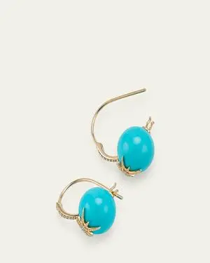 SYDNEY EVAN Starburst Turquoise Bead Earrings With Diamonds