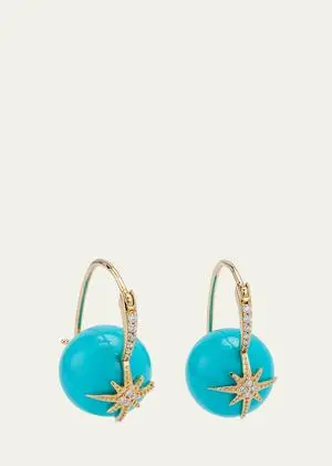 SYDNEY EVAN Starburst Turquoise Bead Earrings With Diamonds