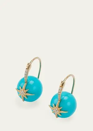 SYDNEY EVAN Starburst Turquoise Bead Earrings With Diamonds