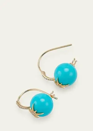 SYDNEY EVAN Starburst Turquoise Bead Earrings With Diamonds