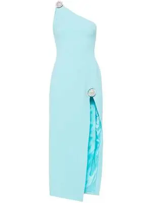 David Koma One-shoulder Crystal Button Midi Dress - Blue