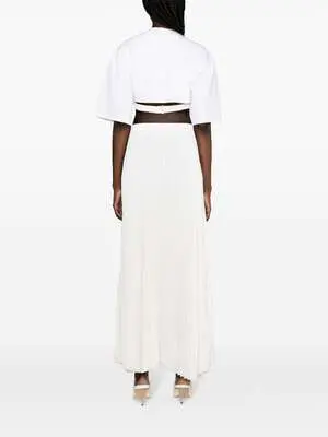 STYLAND High-waist Pleated Midi Skirt - White