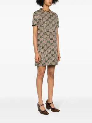 Gucci Gg-jacquard Wool Dress - Neutrals | Editorialist