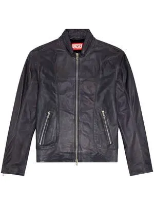 DIESEL® L-krix Leather Biker Jacket - Black