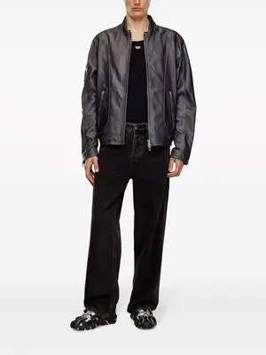 DIESEL® L-krix Leather Biker Jacket - Black