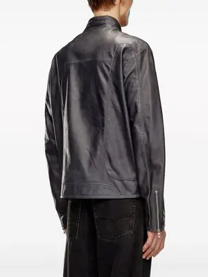 DIESEL® L-krix Leather Biker Jacket - Black