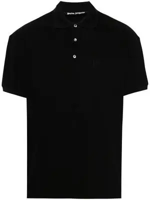 Palm Angels Logo-embroidered Cotton Polo Shirt - Black