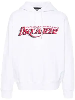 Dsquared2 Logo Print Cotton Hoodie - White