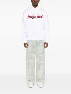 Dsquared2 Logo Print Cotton Hoodie - White