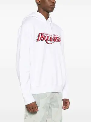 Dsquared2 Logo Print Cotton Hoodie - White