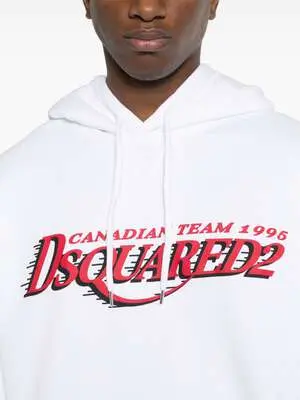 Dsquared2 Logo Print Cotton Hoodie - White