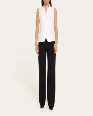 Akris Stretch Cotton Sleeveless Blouse