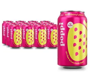 POPPI 12oz Cans Prebiotic Soda Strawberr Y Lemon - One-color