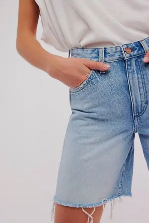 Wrangler Wrangler High-Rise Frayed Hem Denim Shorts Stuntman