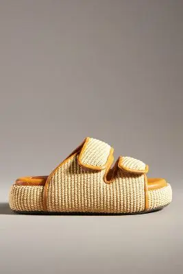 SIMONMILLER Cro Raffia Slide Sandals Beige