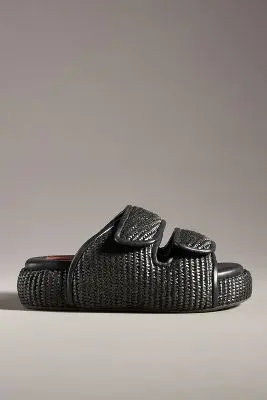 SIMONMILLER Cro Raffia Slide Sandals - Black
