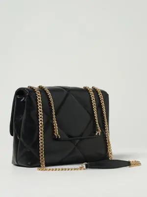 Tory Burch Quilted Leather Shoulder Bag With Gold Tone Logo Clasp - Black