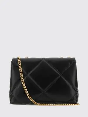 Tory Burch Quilted Leather Shoulder Bag With Gold Tone Logo Clasp - Black