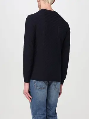 Emporio Armani Textured Crew Neck Sweater - Blue