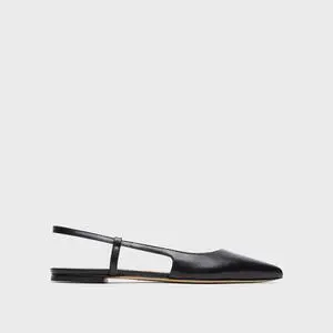 Theory Slingback Leather Flat - Black
