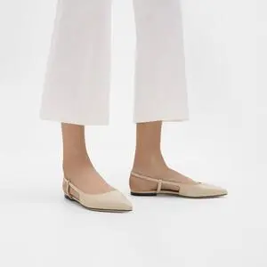 Theory Slingback Leather Flat - Light Nude
