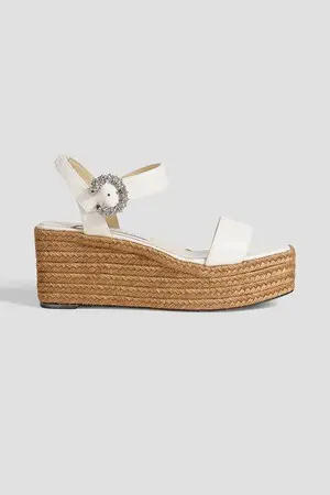 JIMMY CHOO Mirabelle 70 Leather Espadrille Wedge Sandals