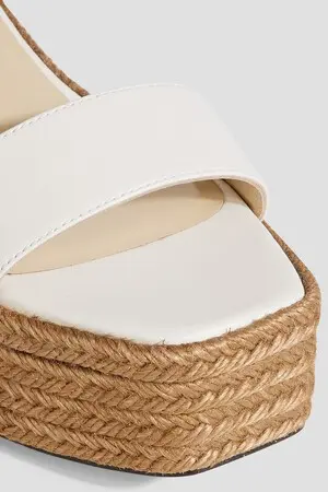 JIMMY CHOO Mirabelle 70 Leather Espadrille Wedge Sandals