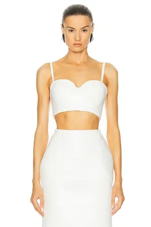 Alaïa Leather Bustier Bra Top In White