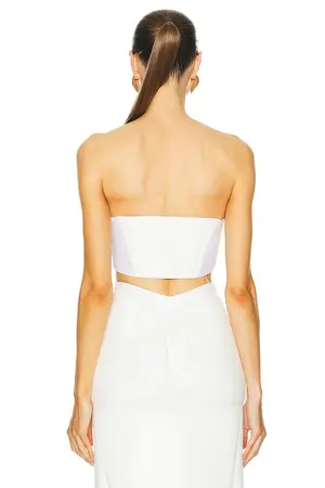 Alaïa Leather Bustier Bra Top In White