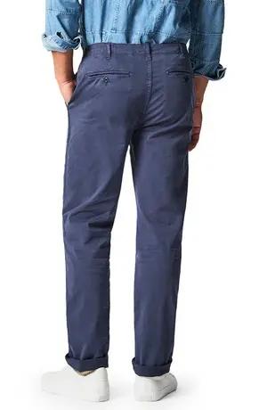 Billy Reid Flat Front Strech Cotton Chinos - Carbon Blue