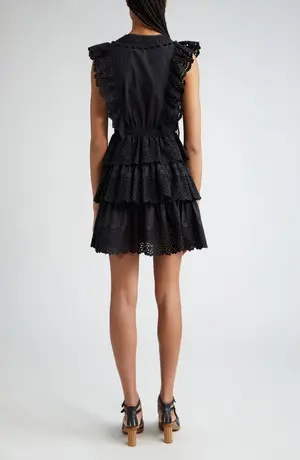 Ulla Johnson Lilith Eyelet Tiered Minidress
