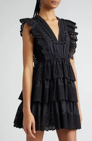 Ulla Johnson Lilith Eyelet Tiered Minidress