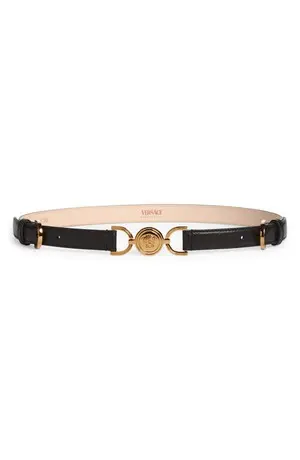 Versace La Medusa Leather Belt - 1b00v-black-versace Gold
