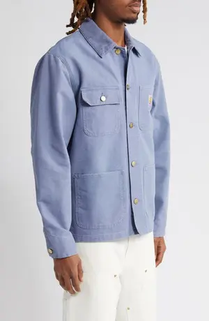 Carhartt Work In Progress Michigan Canvas Coat - Bay Blue/bay Blue Aged Canvas