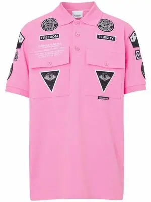 Burberry Bubblegum Badgeapplique Polo Shirt