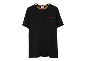 Burberry Icon Stripe Trim Cotton T-Shirt - Black | Editorialist