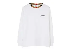 Burberry Icon Stripe Trim Cotton Sweatshirt - White