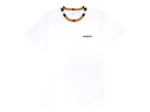 Burberry Icon Stripe Trim Cotton T-shirt - White