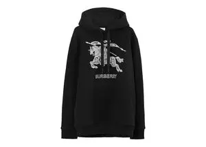 Burberry Embroidered Ekd Cotton Hoodie - Black