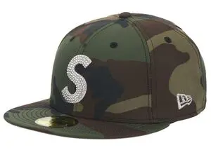 PALACE Swarovski S Logo New Era 59fifty Fitted Cap - Woodland Camo