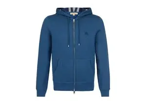 Burberry Clarendon Check Hood Zip-Up Hoodie - Blue | Editorialist